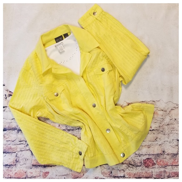 Chico's | Tops | Chicos Additions Lemon Yellow Jacket Blouse Xl | Poshmark